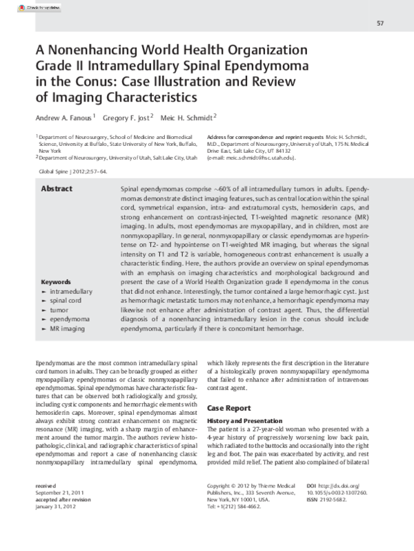 (PDF) A Nonenhancing World Health Organization Grade II Intramedullary ...