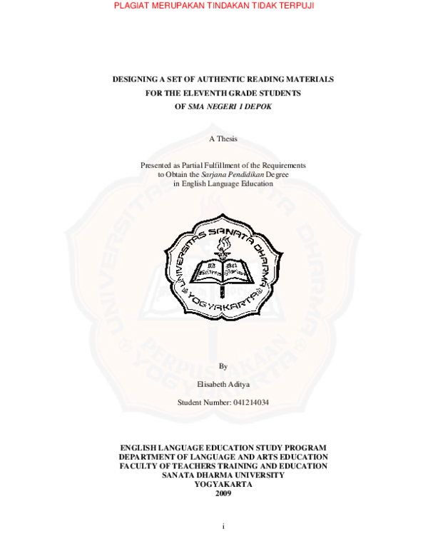 (PDF) Designing a set of authentic reading materials for the eleventh ...