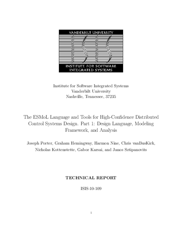 (PDF) The ESMoL Language and Tools for High-Confidence Distributed ...