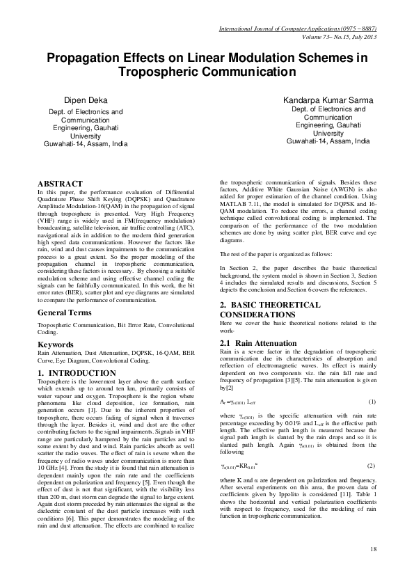 (PDF) Propagation Effects on Linear Modulation Schemes in Tropospheric ...