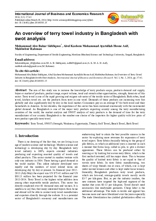(PDF) An Overview of Terry Towel Industry in Bangladesh with Swot Analysis
