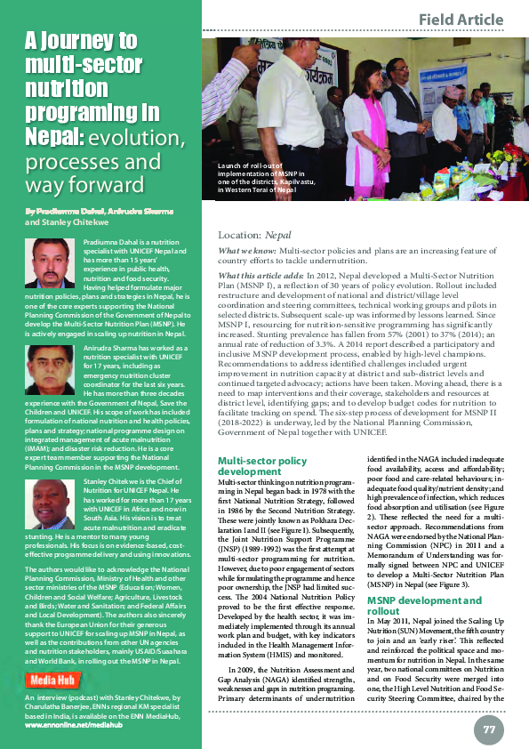 Pdf A Journey To Multi Sector Nutrition Programming In Nepal