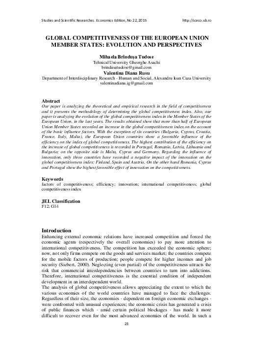 (PDF) Global Competitiveness of the European Union Member States ...