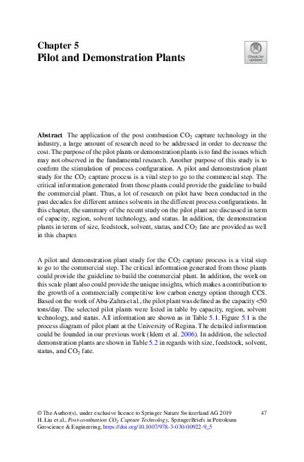 (PDF) Pilot and Demonstration Plants