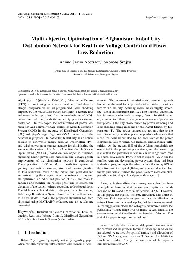 (PDF) Multi-objective Optimization of Afghanistan Kabul City Distribution Network for Real-time ...