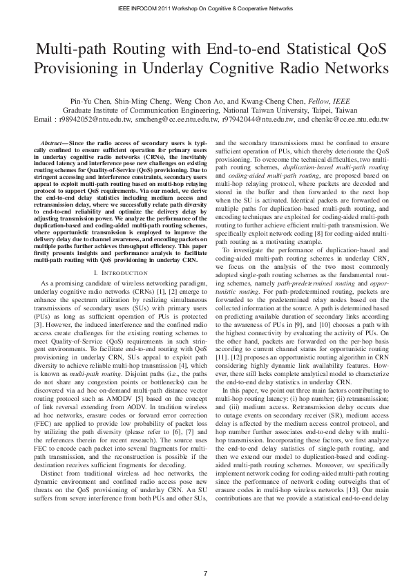 Pdf Multi Path Routing With End To End Statistical Qos Provisioning In Underlay Cognitive
