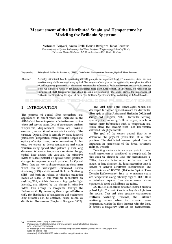 (PDF) Measurement of the Distributed Strain and Temperature by Modeling the Brillouin Spectrum ...