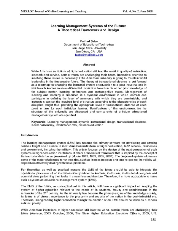 (PDF) Learning Management Systems of the Future: A Theoretical Framework and Design