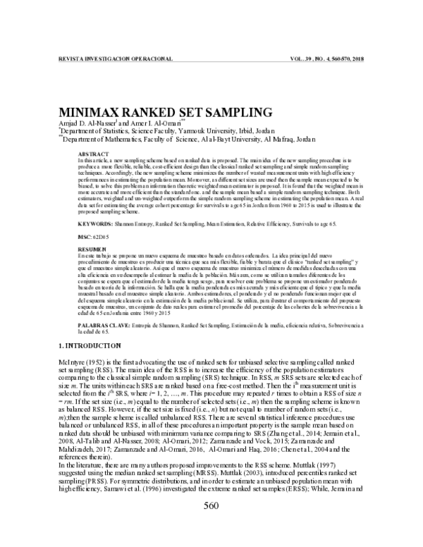 (PDF) Minimax Ranked Set Sampling