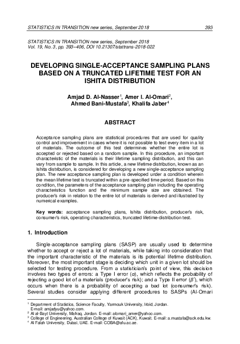 Pdf Developing Single Acceptance Sampling Plans Based On A Truncated