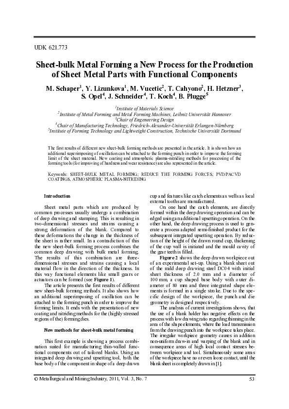 (PDF) Sheet-bulk Metal Forming a New Process for the Production of ...