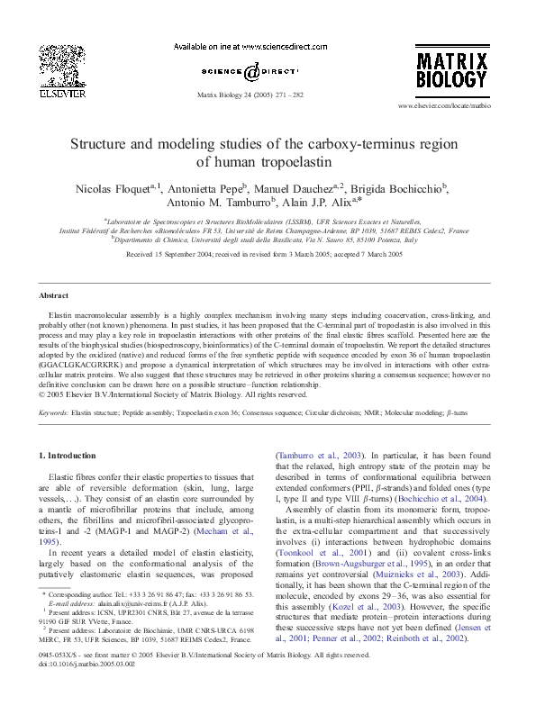 (PDF) Structure and modeling studies of the carboxy-terminus region of ...