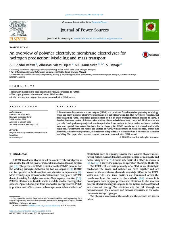 (PDF) An overview of polymer electrolyte membrane electrolyzer for ...