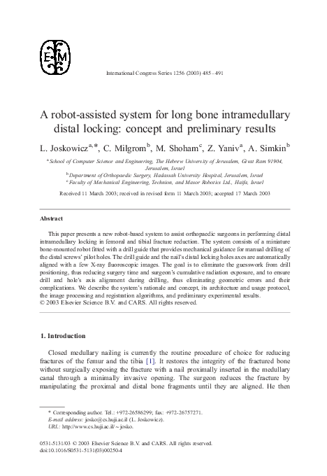 (PDF) A robot-assisted system for long bone intramedullary distal ...
