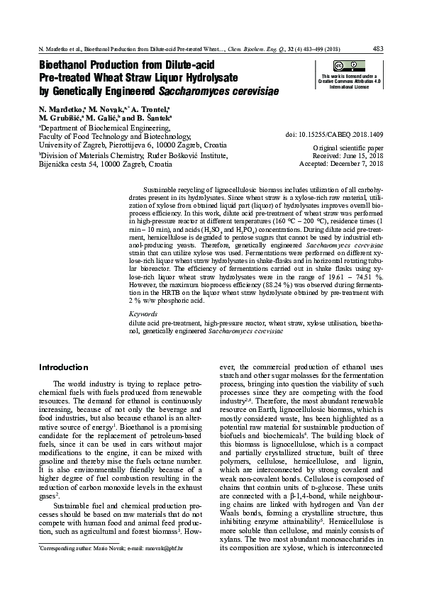 (PDF) Bioethanol production from dilute acid pretreated Indian bamboo ...