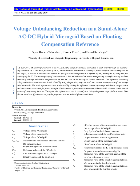 (PDF) Voltage Unbalancing Reduction in a Stand-Alone AC-DC Hybrid ...