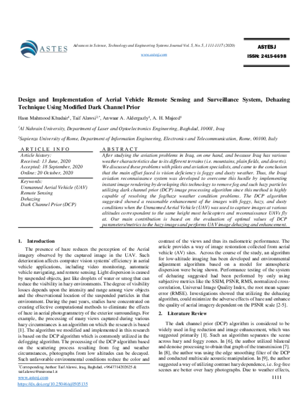 Design and Implementation of Aerial Vehicle Remote Sensing and ...