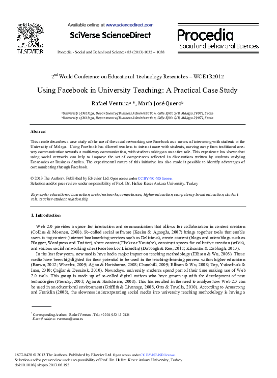 (PDF) Using Facebook in University Teaching: A Practical Case Study