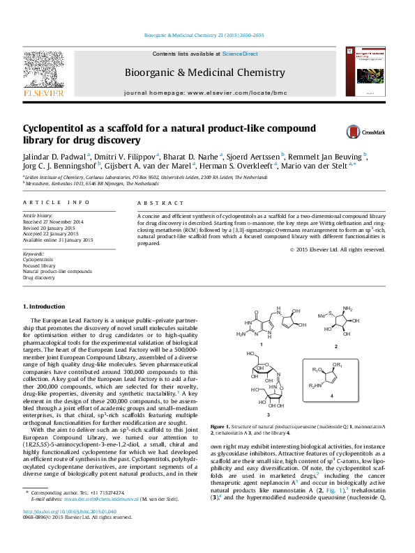 (PDF) Cyclopentitol as a scaffold for a natural product-like compound ...