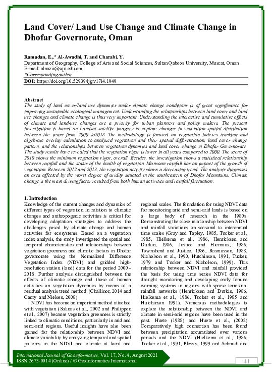 (PDF) Land Cover/ Land Use Change and Climate Change in Dhofar ...