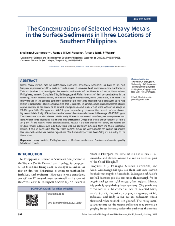(PDF) The Concentrations of Selected Heavy Metals in the Surface ...