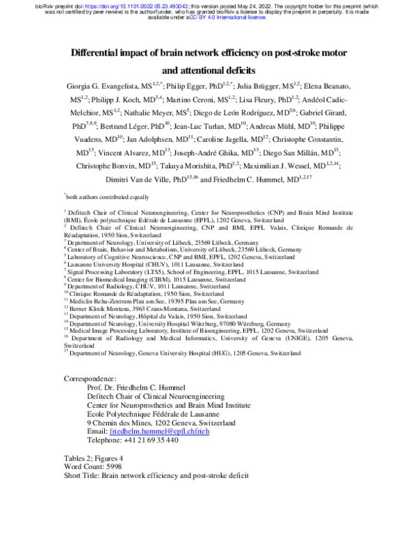 (PDF) Differential impact of brain network efficiency on post-stroke ...