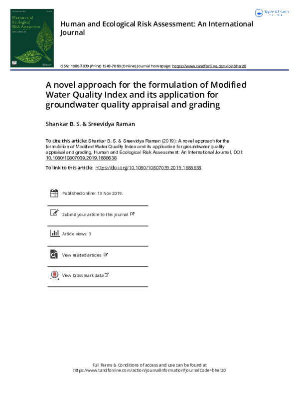 (PDF) A novel approach for the formulation of Modified Water Quality Index and its application ...