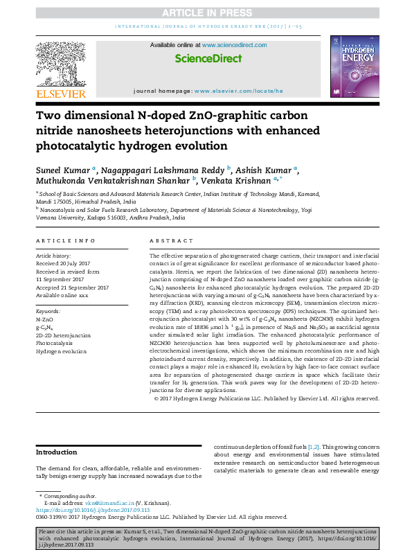 (PDF) Two dimensional N-doped ZnO-graphitic carbon nitride nanosheets heterojunctions with ...