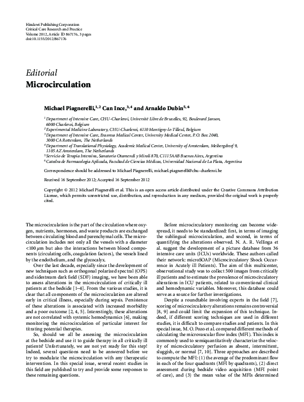 Pdf Microcirculation
