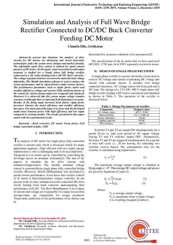 (PDF) Simulation and Analysis of Full Wave Bridge Rectifier Connected ... (PDF) Simulation and Analysis of Full Wave Bridge Rectifier Connected ...