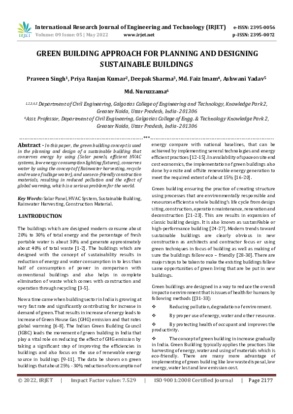 (PDF) GREEN BUILDING APPROACH FOR PLANNING AND DESIGNING SUSTAINABLE ...