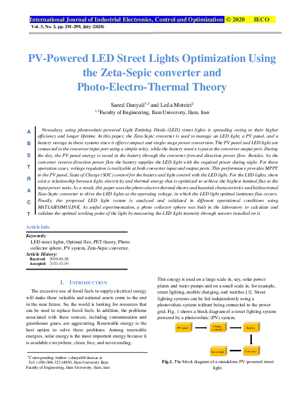 (PDF) PV-Powered LED Street Lights Optimization Using the Zeta-Sepic ...