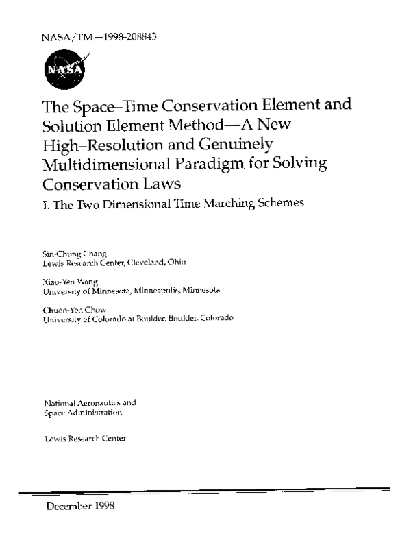 Pdf The Space Time Conservation Element And Solution Element Method A New High Resolution And
