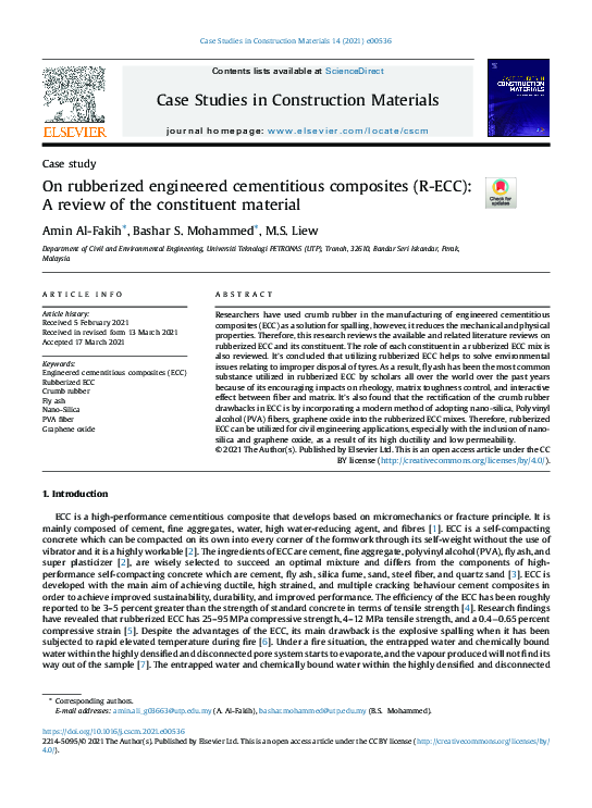 (PDF) On rubberized engineered cementitious composites (R-ECC): A ...