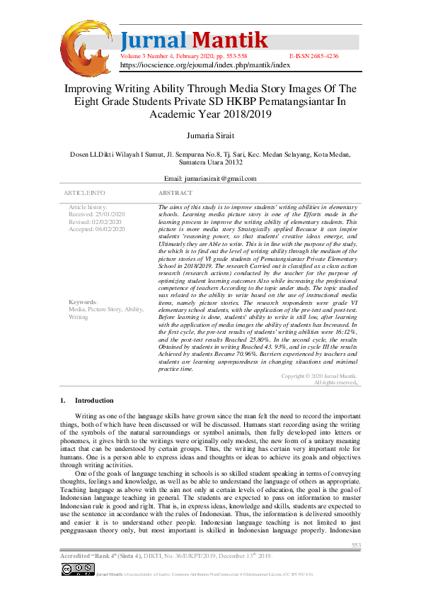 (PDF) Improving Writing Ability Through Media Story Images Of The Eight Grade Students Private ...