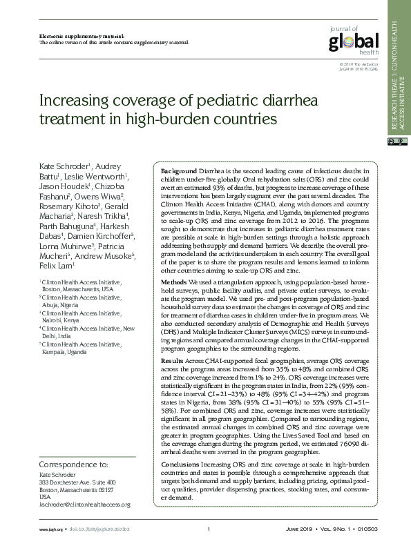 (PDF) Increasing coverage of pediatric diarrhea treatment in high ...