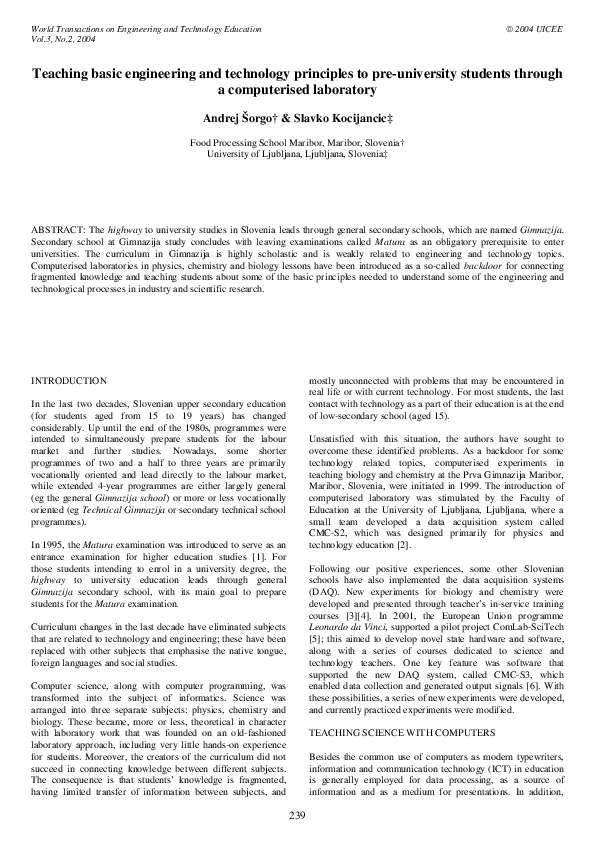 (PDF) Teaching basic engineering and technology principles to pre ...