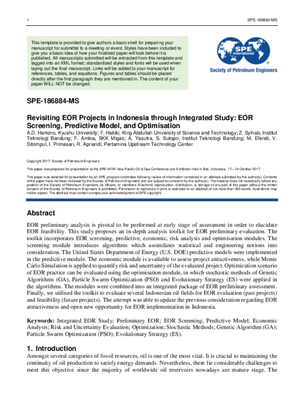 (PDF) Revisiting EOR Projects in Indonesia through Integrated Study ...