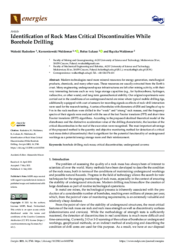 (PDF) Identification of Rock Mass Critical Discontinuities While ...