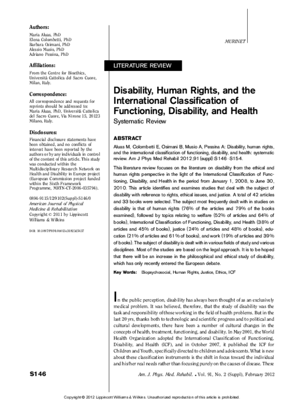 (PDF) Disability, Human Rights, and the International Classification of ...