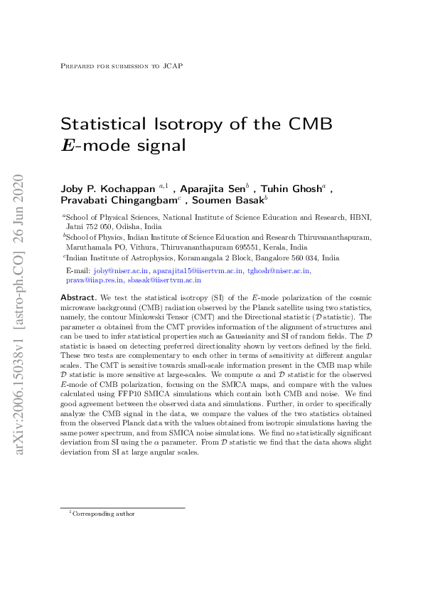 (PDF) Statistical Isotropy of the CMB E-mode signal