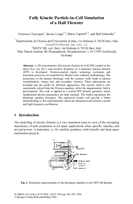 (PDF) Fully Kinetic Particle-in-Cell Simulation of a Hall Thruster | Ralf Schneider - Academia.edu