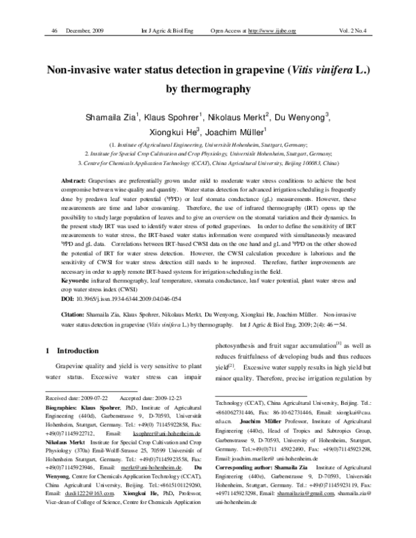 (PDF) Non-invasive water status detection in grapevine (Vitis vinifera ...