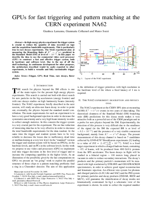 (PDF) GPUs for fast triggering and pattern matching at the CERN experiment NA62