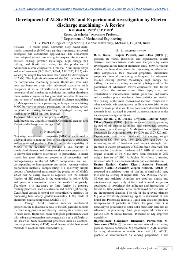 (PDF) Development of Al-Sic MMC and Experimental investigation by ...
