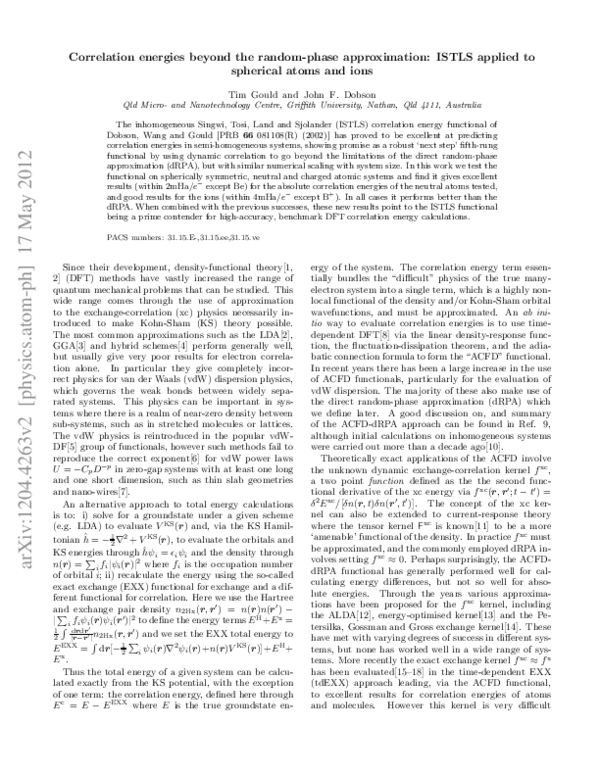(PDF) Correlation energies beyond the random-phase approximation ...