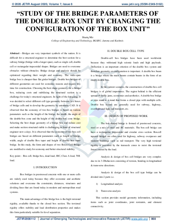 (PDF) Study of the Bridge Parameters of the Double Box Unit by Changing the Configuration of the ...