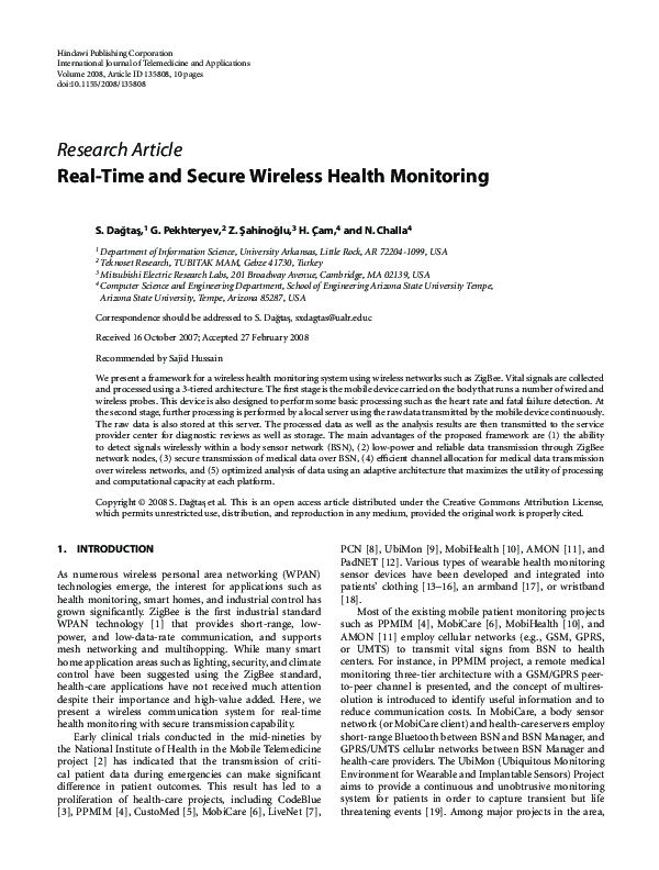 Pdf Real Time And Secure Wireless Health Monitoring