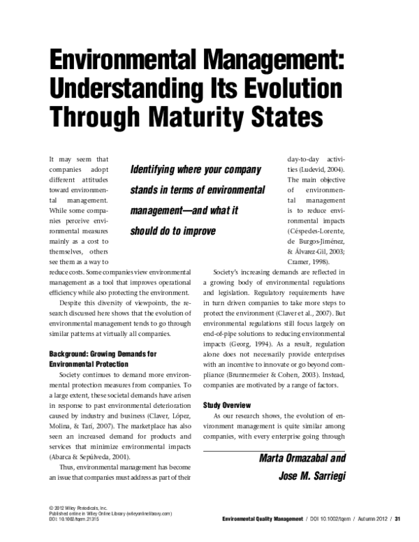(PDF) Environmental management: Understanding its evolution through ...
