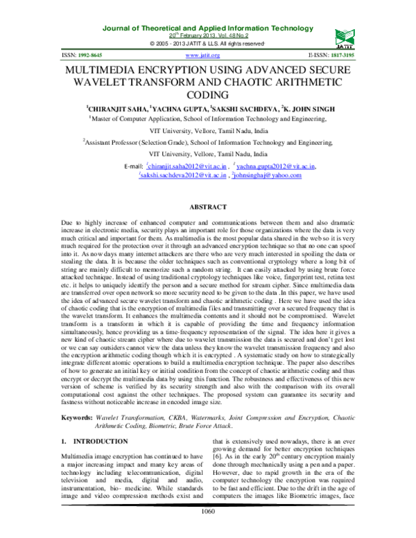 (PDF) Secure Multimedia Encryption with Wavelet and Chaos